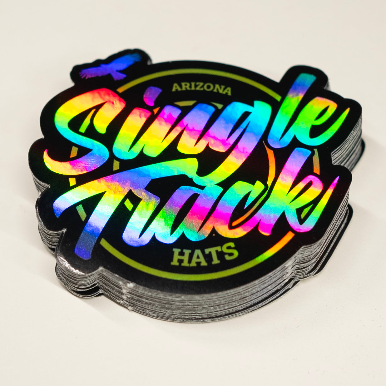 Holographic Custom Die Cut Stickers – Single Track Hats