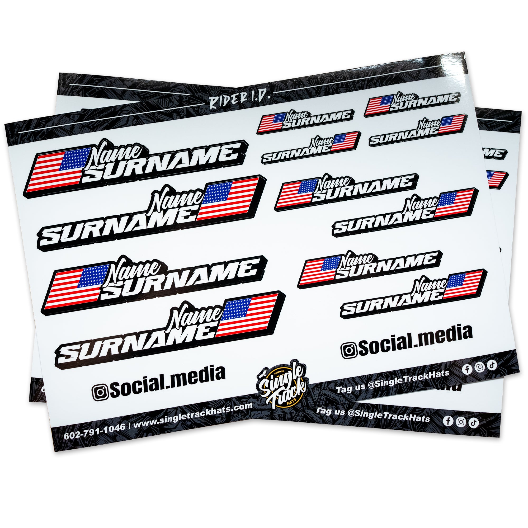 Custom Bike Name Flag Sticker Sheet – Single Track Hats
